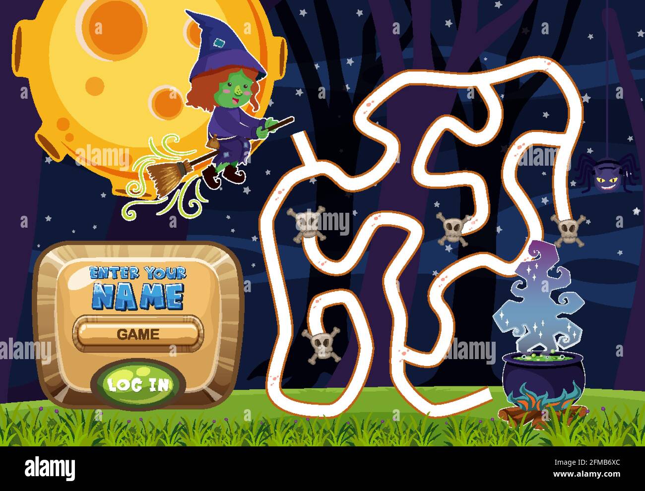 Maze puzzle game activity for children in fantasy theme illustration ...