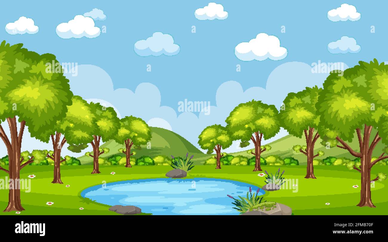 Nature forest landscape scene illustration Stock Vector Image & Art - Alamy