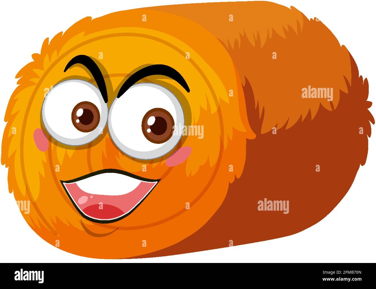 Round hay bale cartoon character with facial expression illustration ...