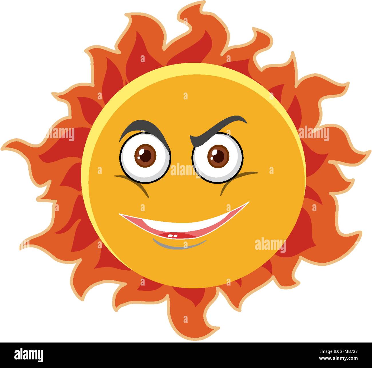 Sun cartoon character with face expression on white background ...