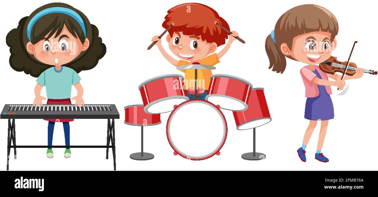 Children Playing Music Instruments Clipart