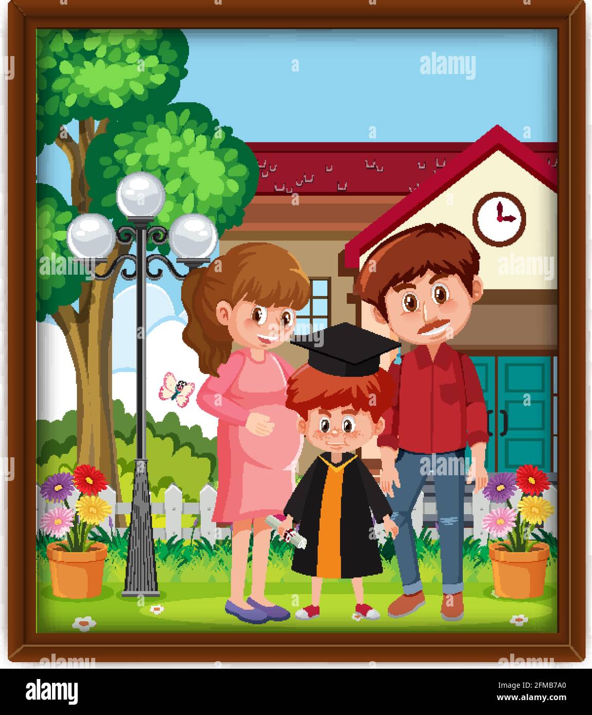 Happy family photo in a frame illustration Stock Vector Image & Art - Alamy