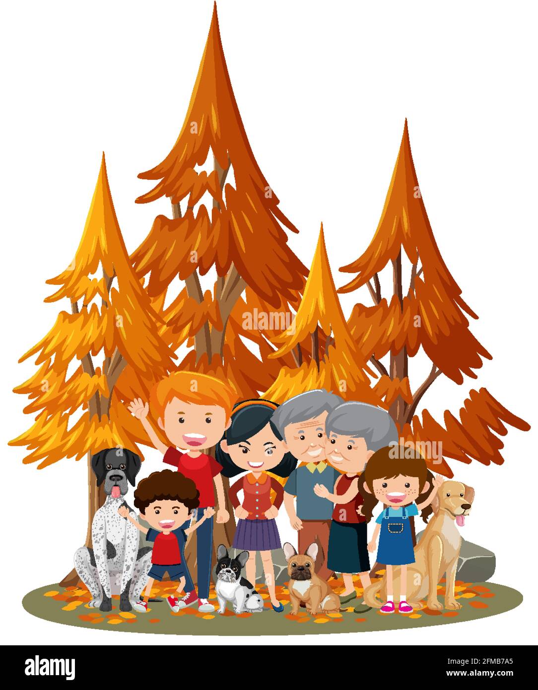 Isolated scene with happy family at the park illustration Stock Vector ...