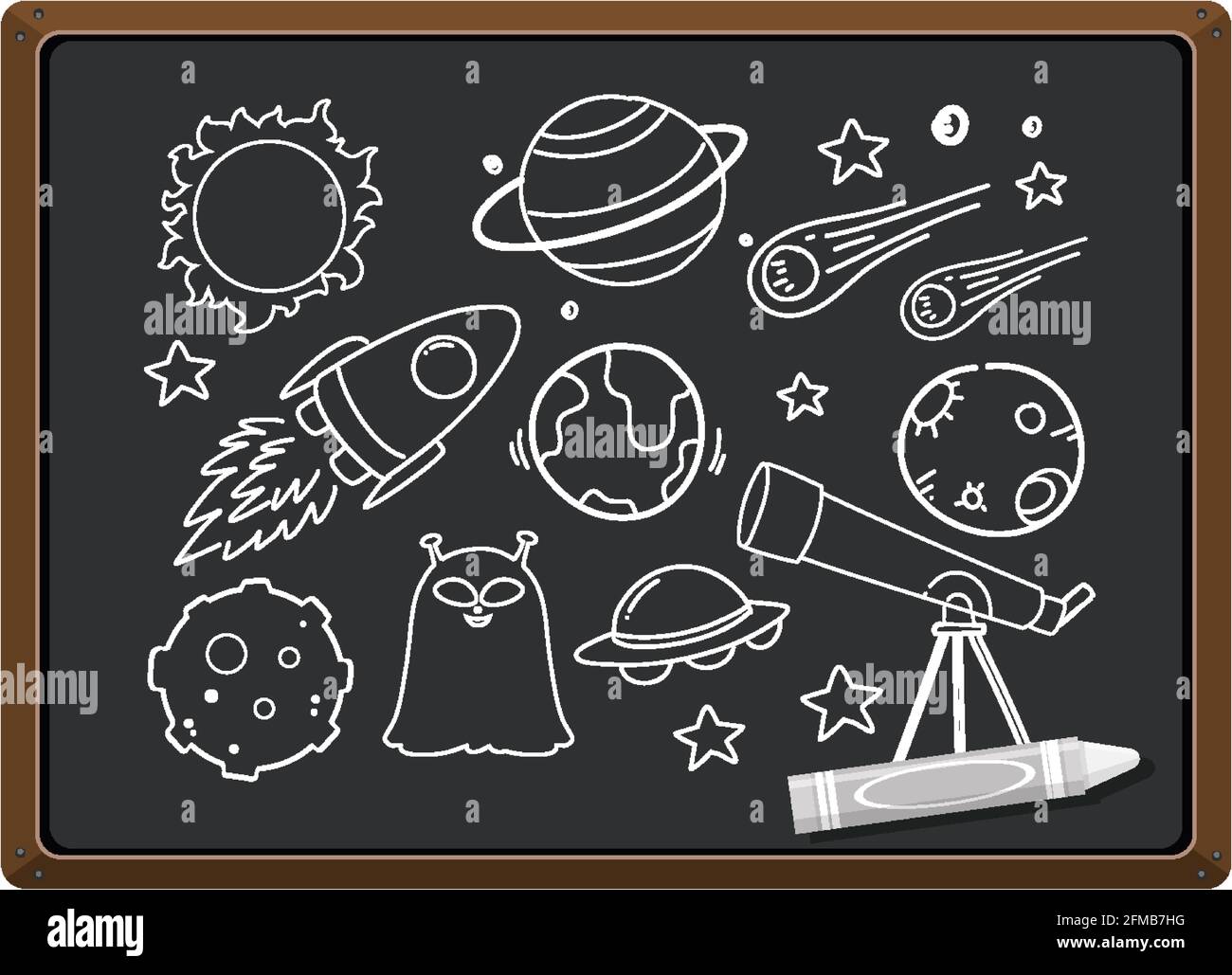 Hand drawn space element on chalkboard illustration Stock Vector Image ...