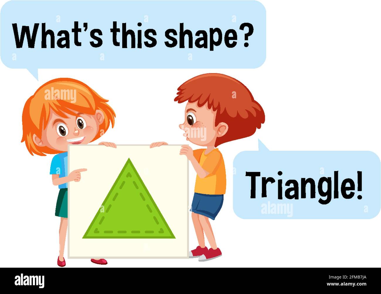 Kids holding triangle shape banner with What's this shape font ...