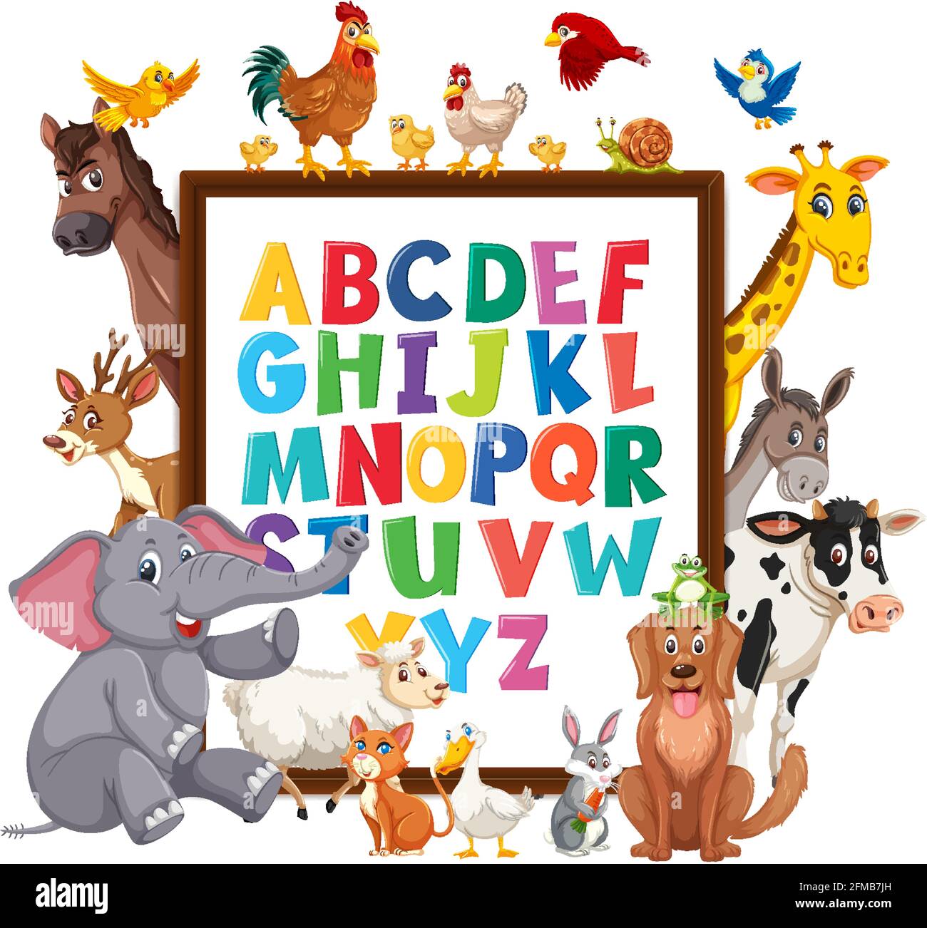A-Z Alphabet board with wild animals illustration Stock Vector Image ...