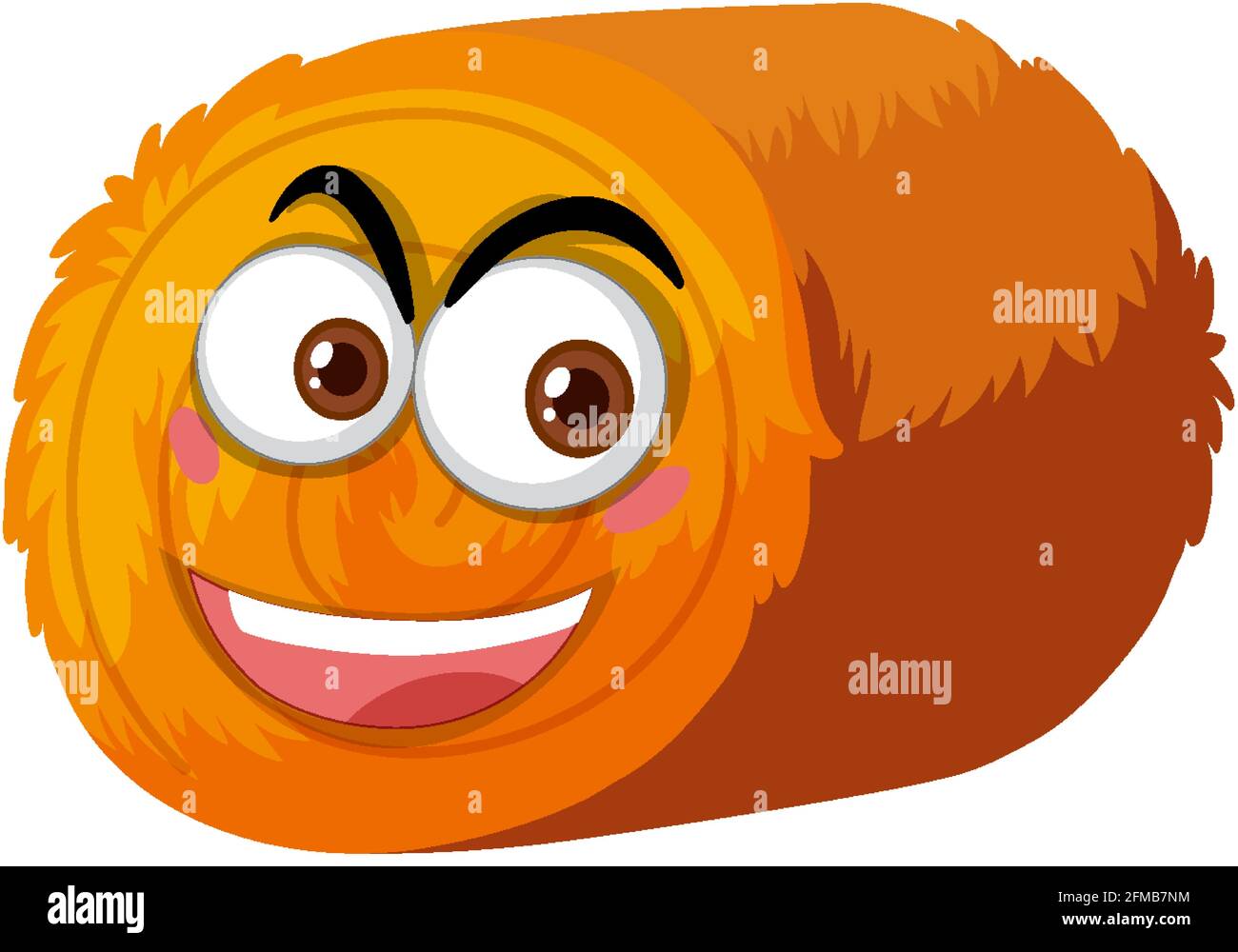 Round hay bale cartoon character with facial expression illustration ...