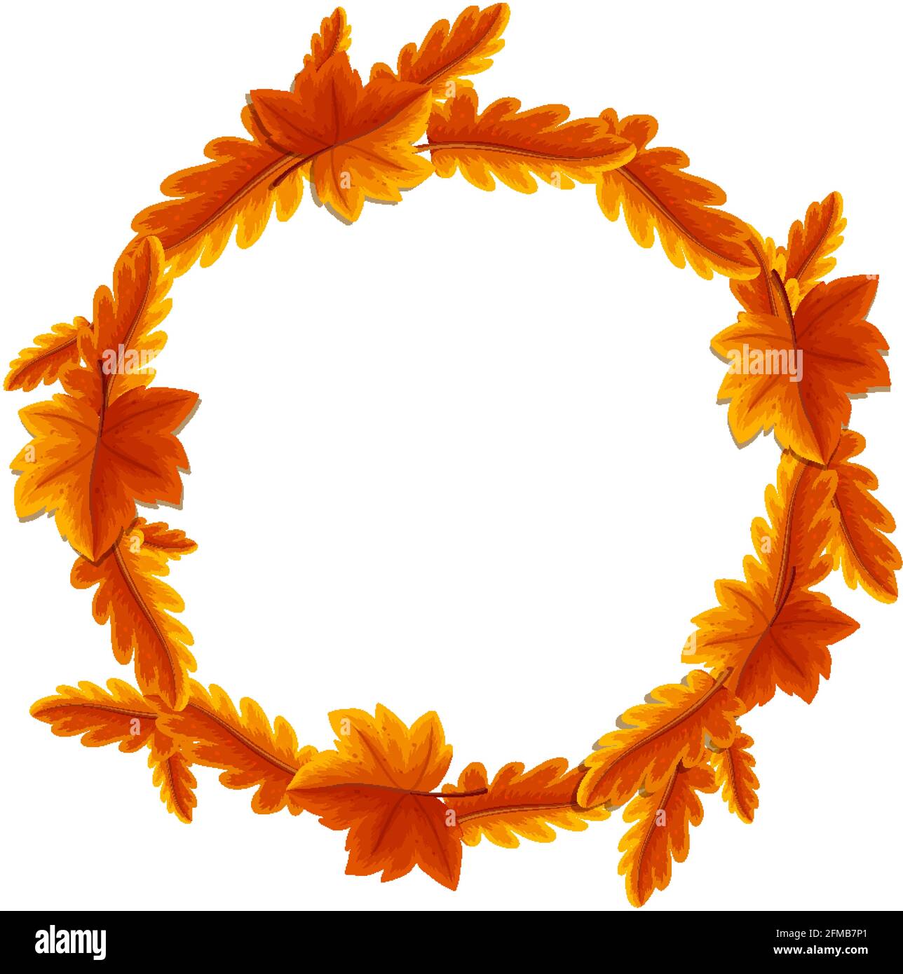 Round autumn leaves frame template illustration Stock Vector Image ...