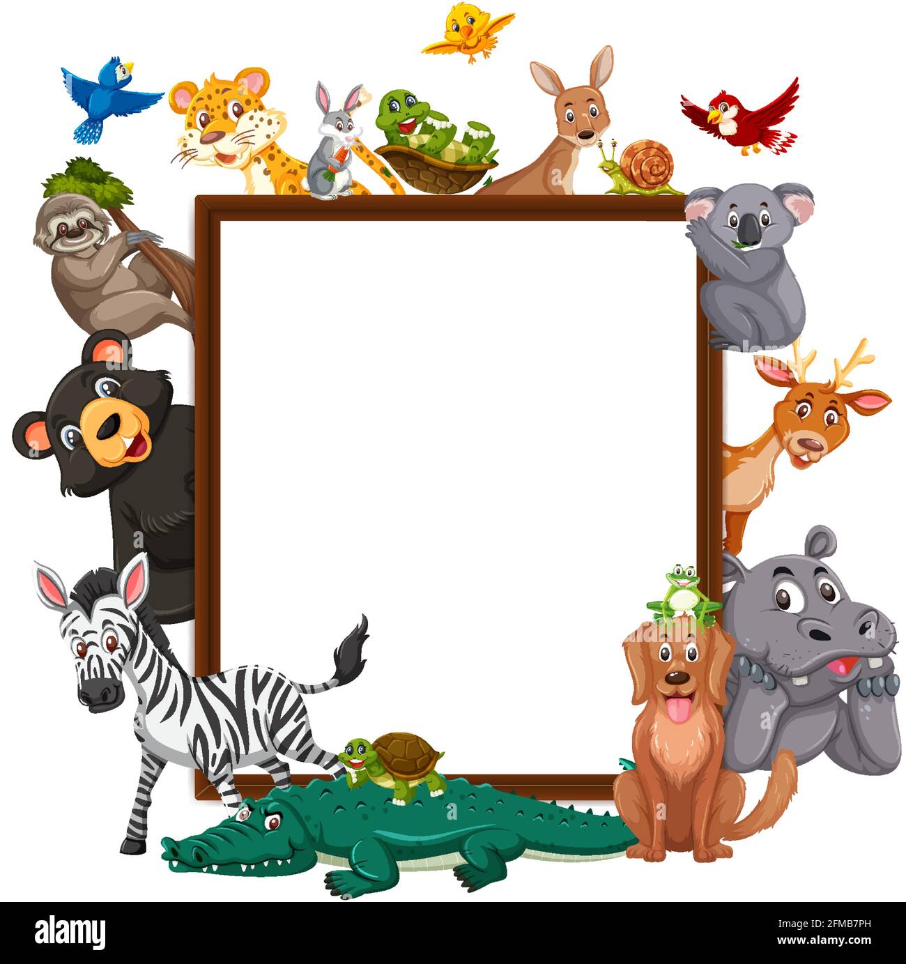 Empty banner with many different wild animals illustration Stock Vector ...
