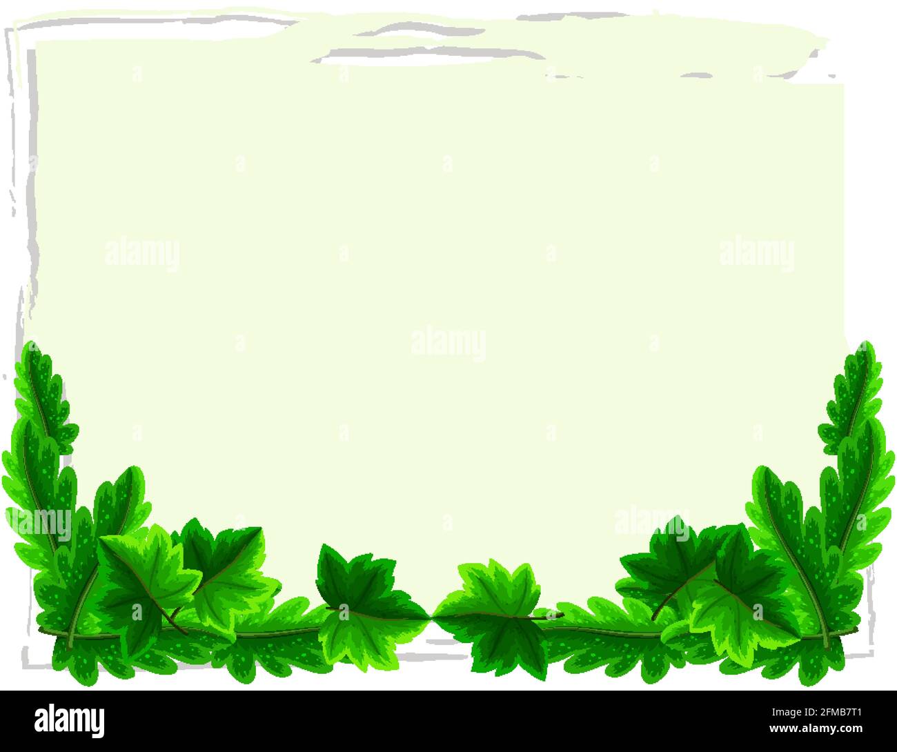 Empty banner with leaves elements on white background illustration ...