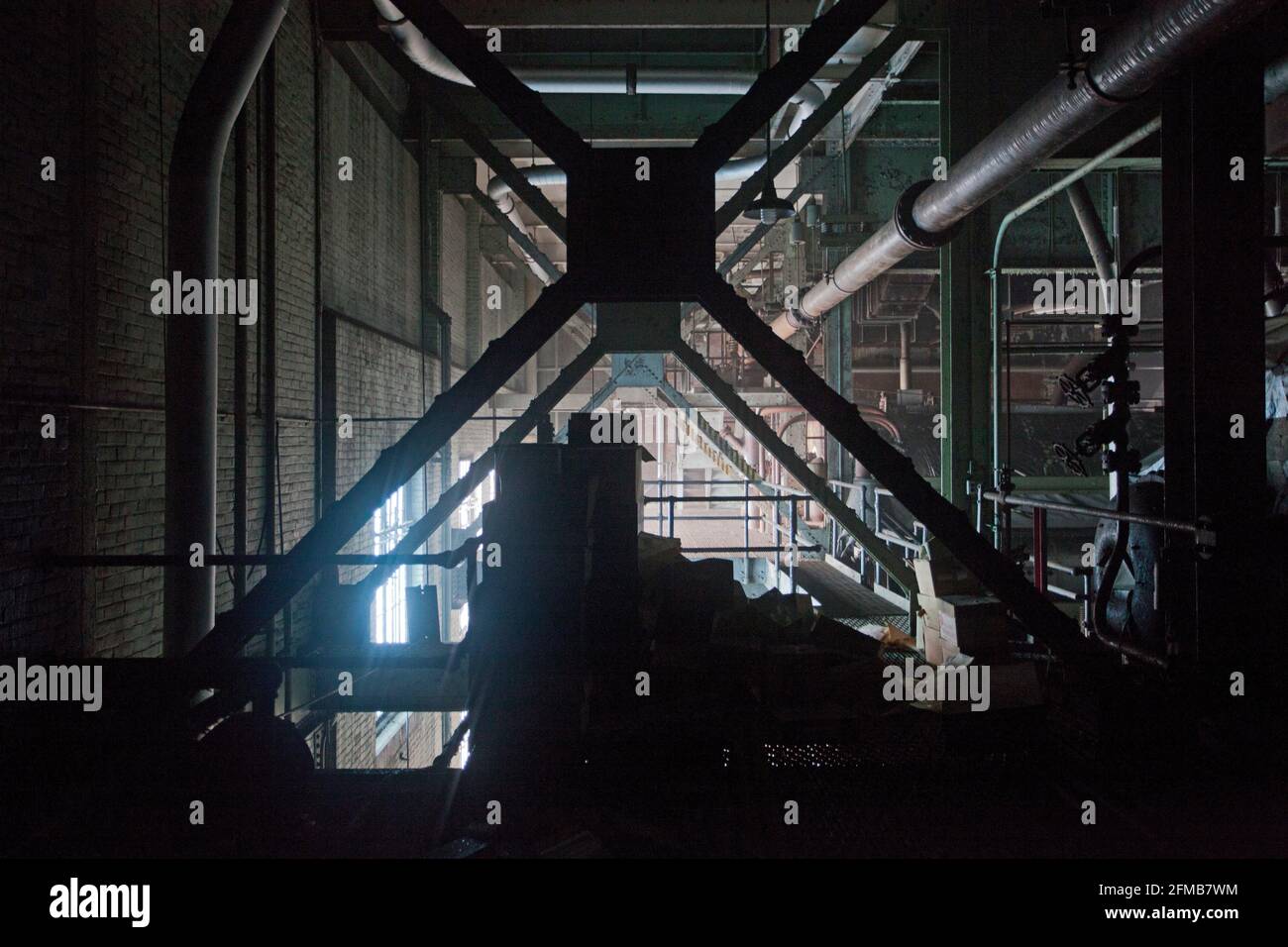 Interior of an abandoned decaying industrial power plant Stock Photo ...
