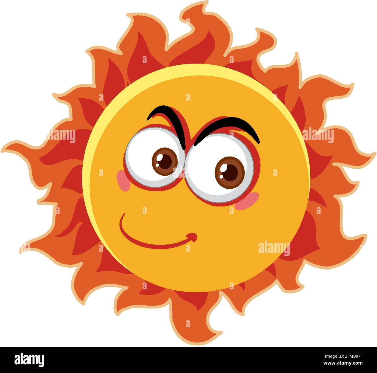 Sun cartoon character with happy face expression on white background ...