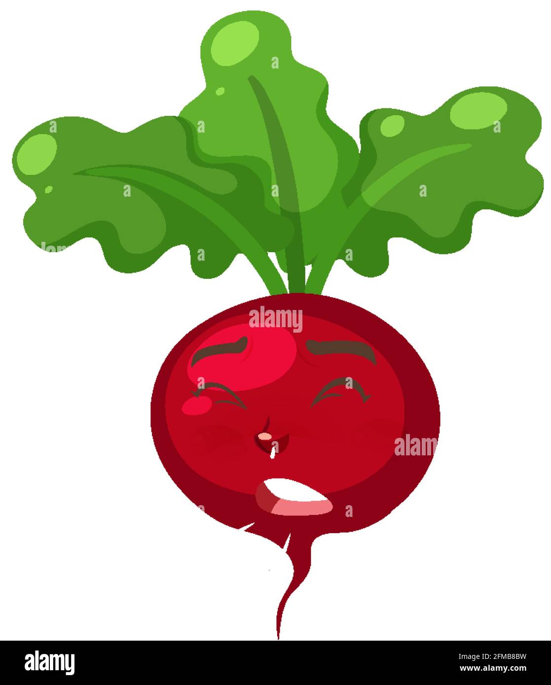 Radish cartoon character with sneezing face expression on white ...