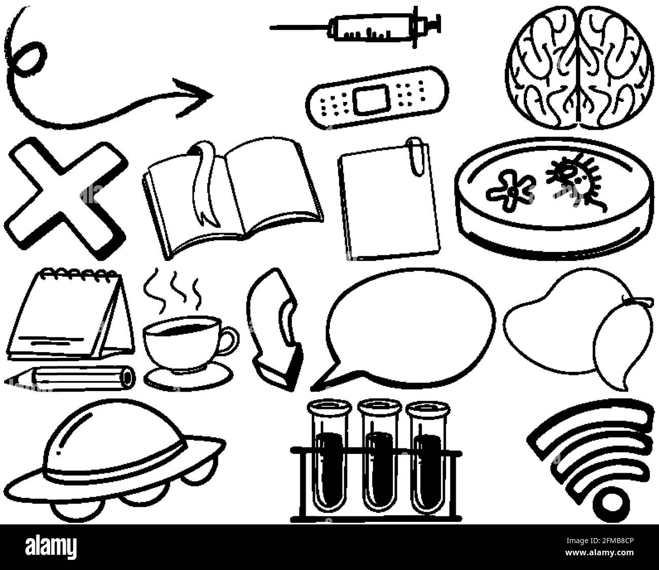 Set of item and symbol hand drawn doodle illustration Stock Vector ...