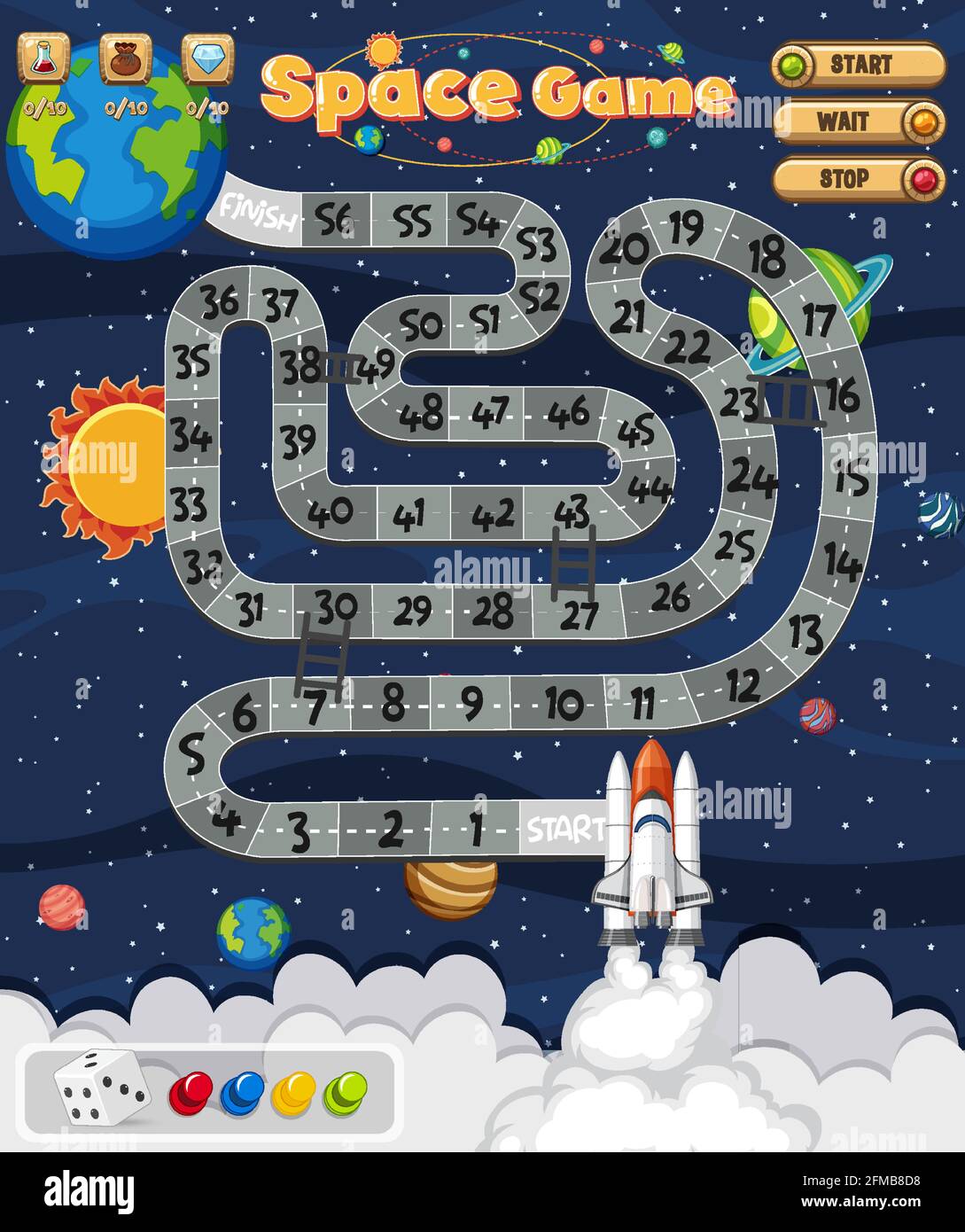 Board Game for kids in outer space style template illustration Stock ...