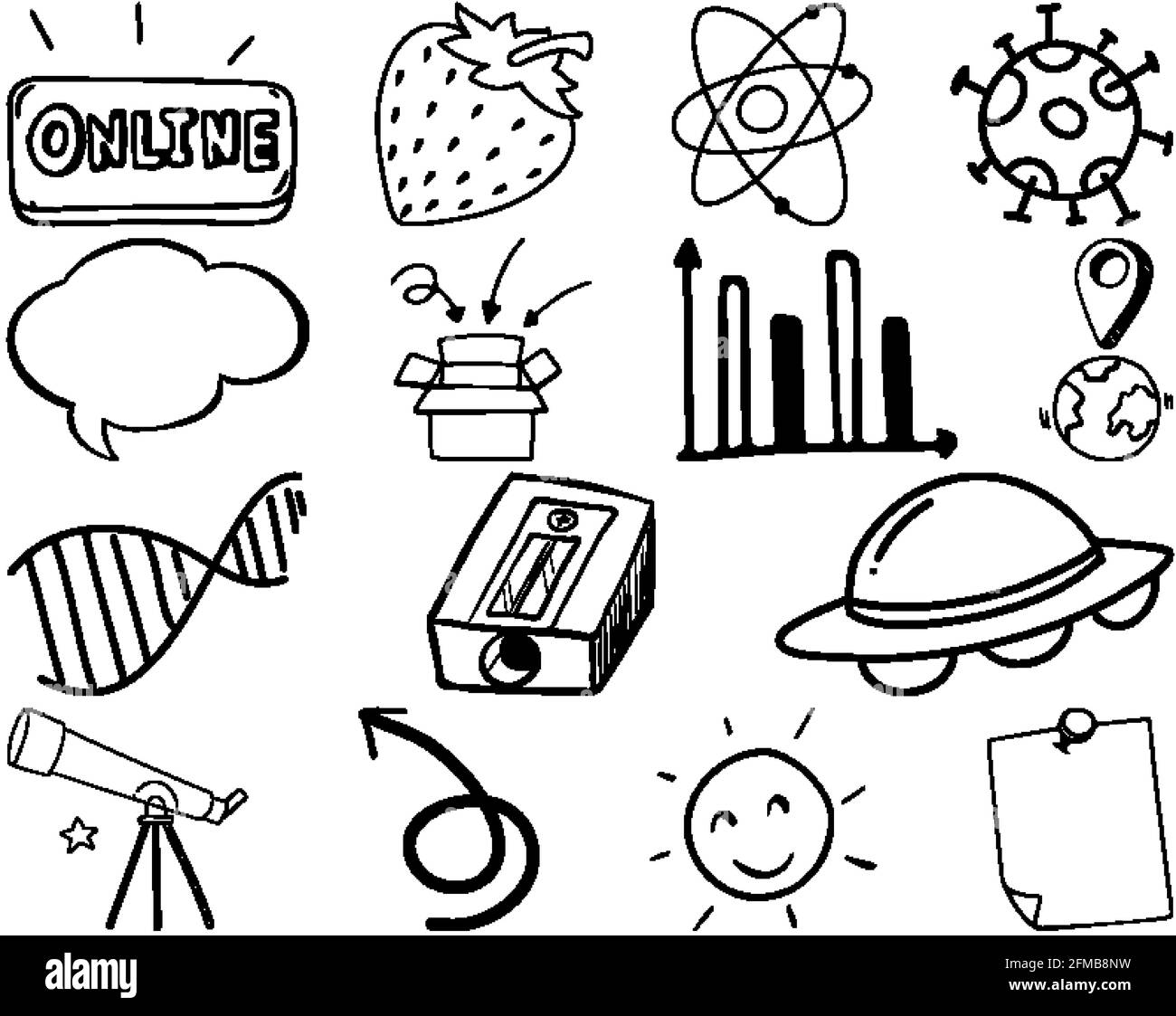 Set of item and symbol hand drawn doodle illustration Stock Vector ...