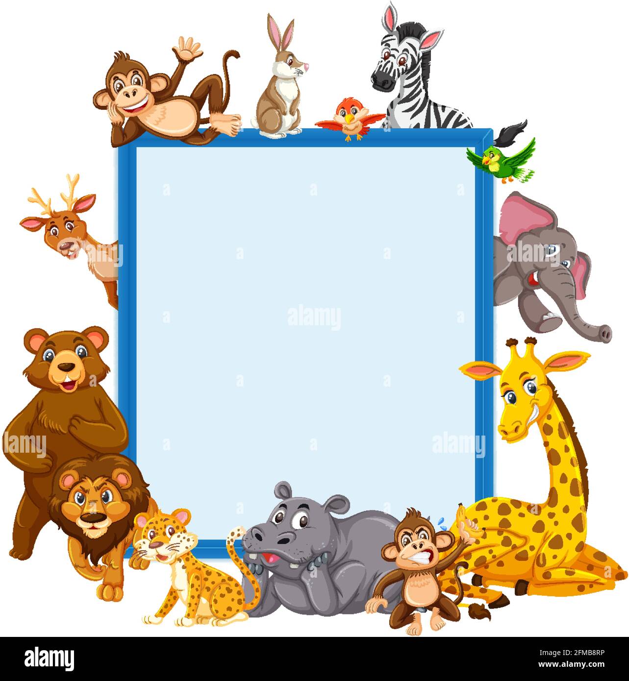 Empty banner with many different wild animals illustration Stock Vector ...