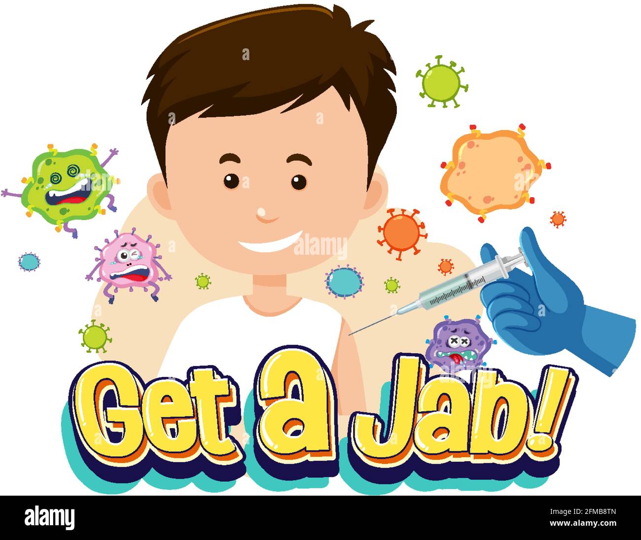 Get a Jab font with a boy getting a vaccine illustration Stock Vector ...