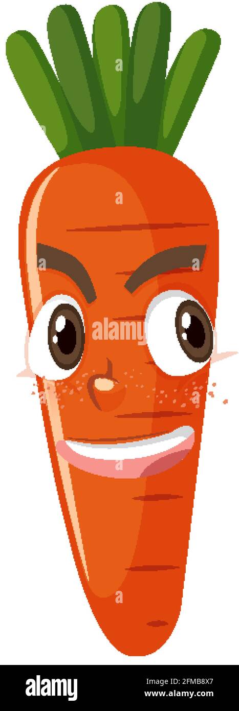 Carrot cartoon character with facial expression illustration Stock ...