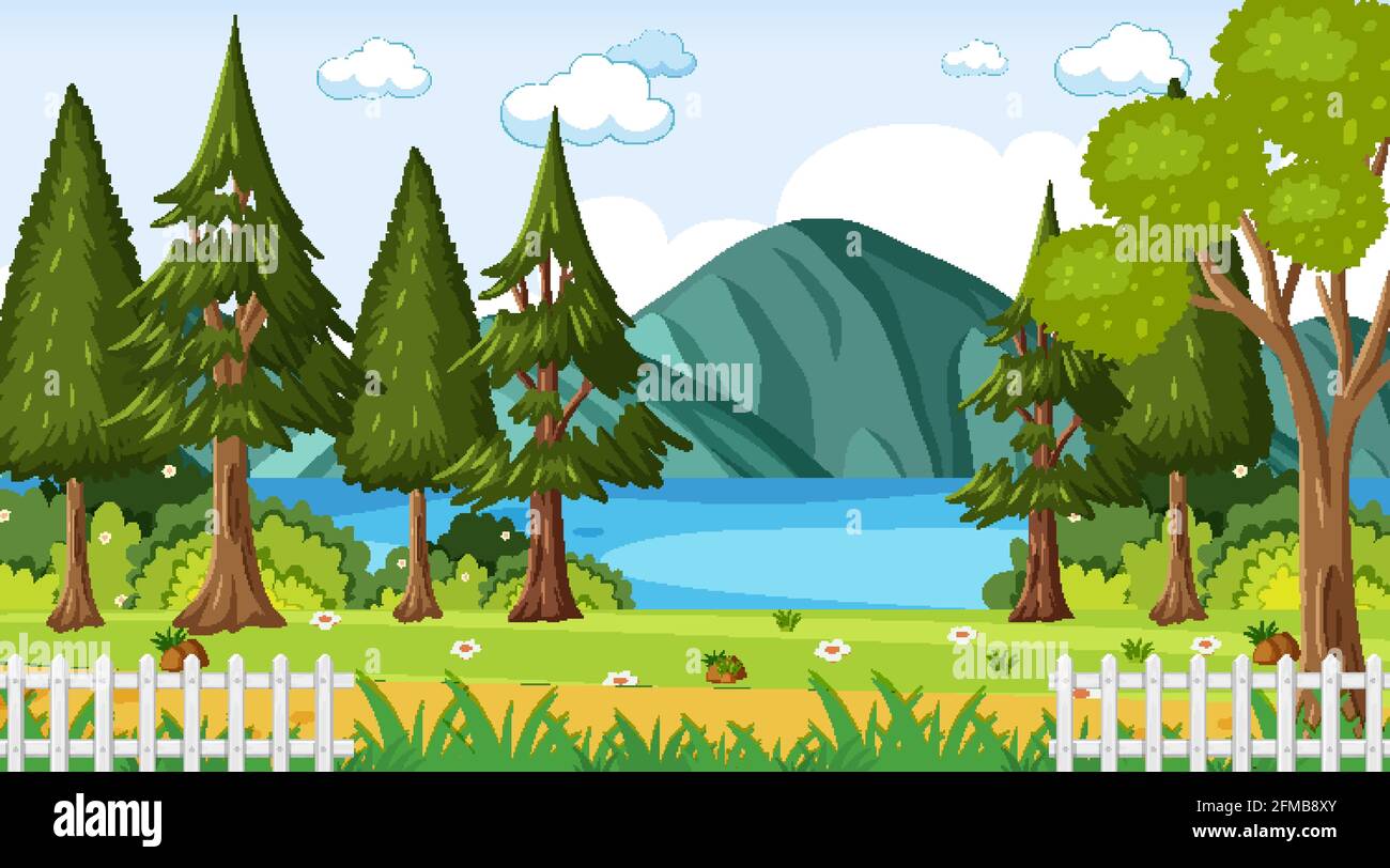 Empty nature park landscape scene illustration Stock Vector Image & Art ...
