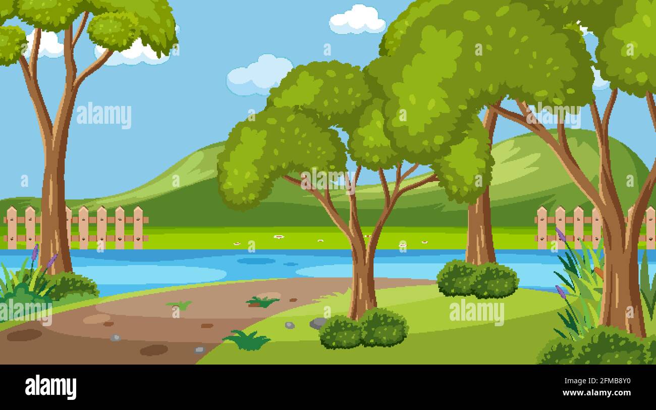 Empty nature park landscape scene illustration Stock Vector Image & Art ...