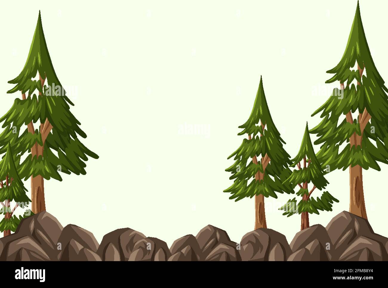 Empty background with many pine trees illustration Stock Vector Image ...