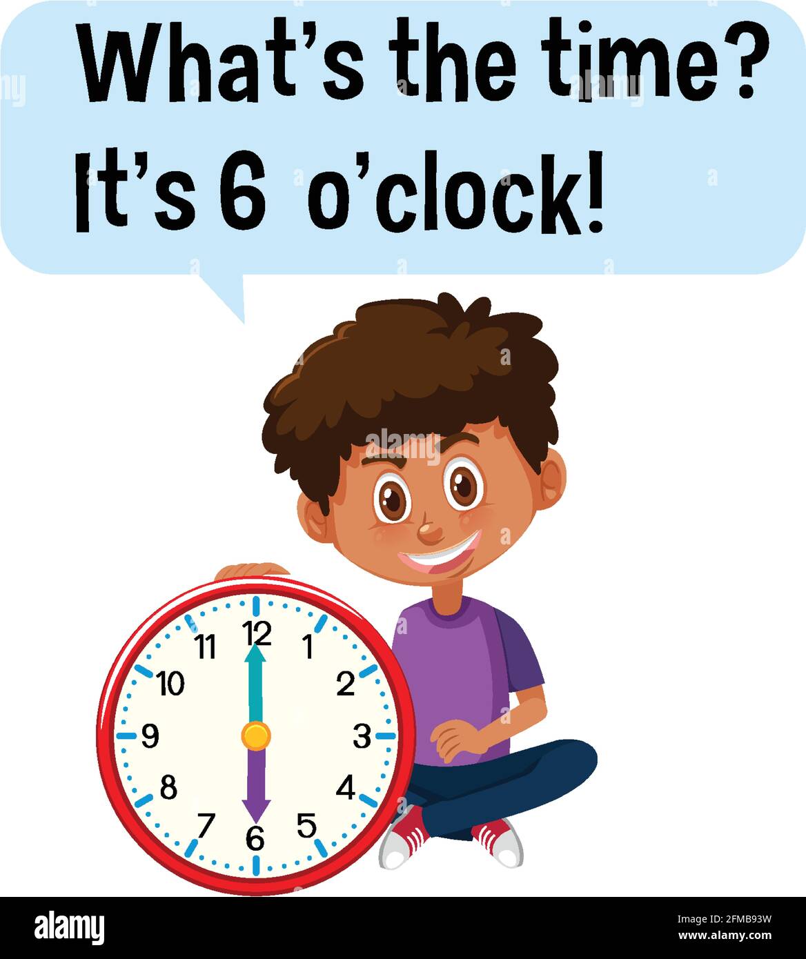 Boy cartoon school clock icon Cut Out Stock Images & Pictures - Alamy