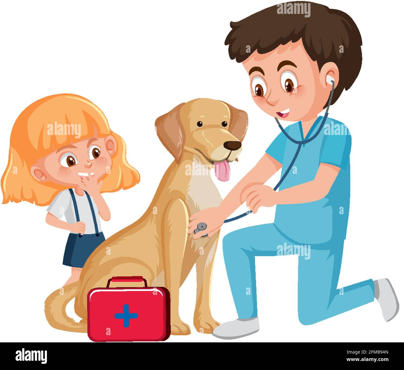 Veterinary doctor and dog on white background illustration Stock Vector ...