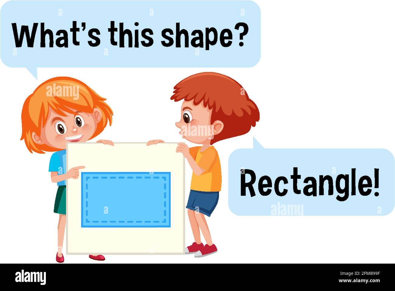 Kids holding rectangle shape banner with What's this shape font ...