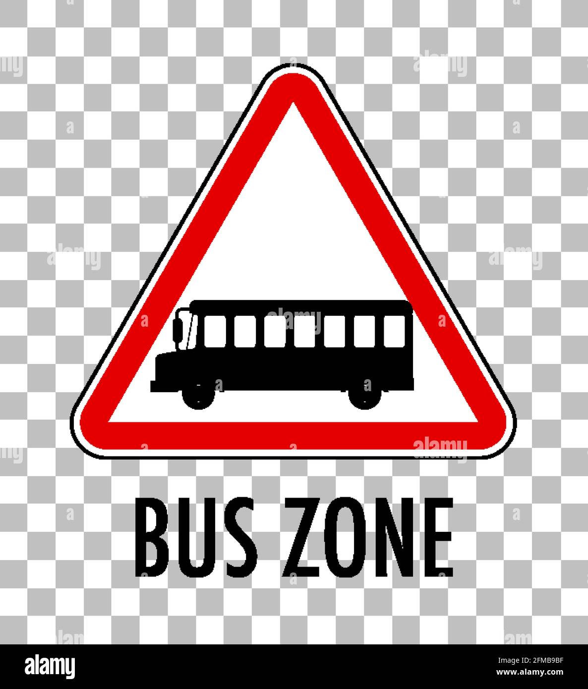 Bus zone sign isolated on transparent background illustration Stock ...