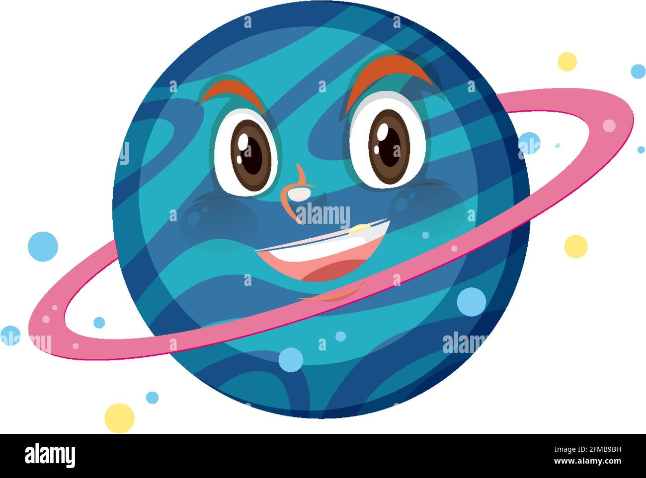 Saturn cartoon character with happy face expression on white background ...