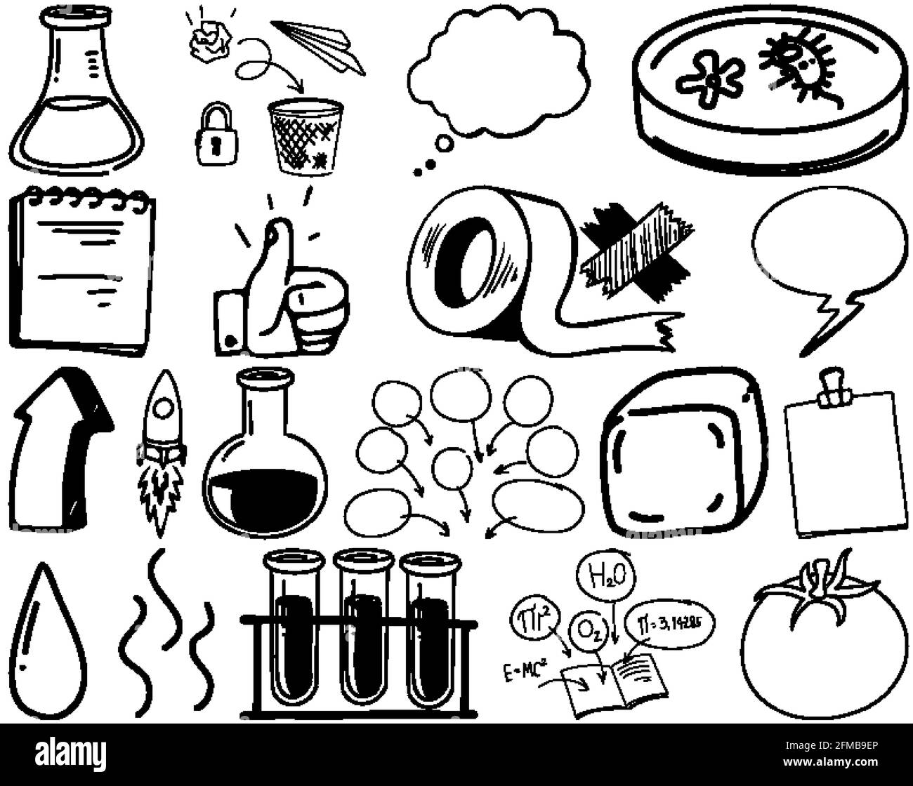 Set of item and symbol hand drawn doodle illustration Stock Vector ...