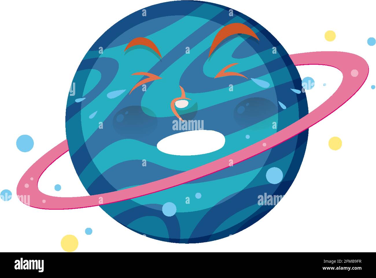 Saturn cartoon character with crying face expression on white background illustration Stock ...