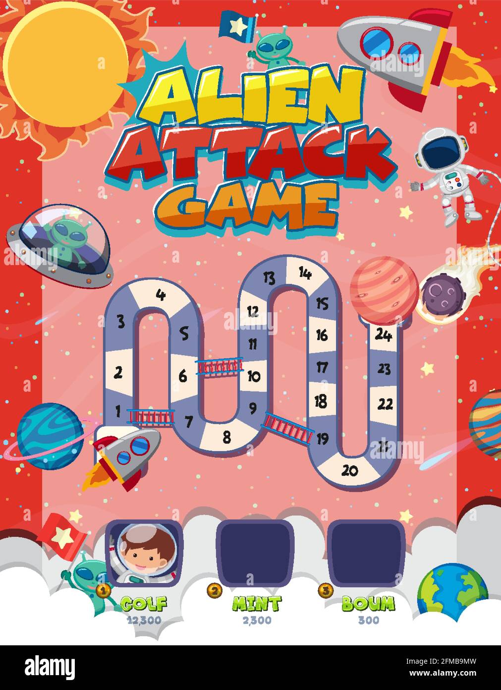 Board Game for kids in outer space style template illustration Stock ...