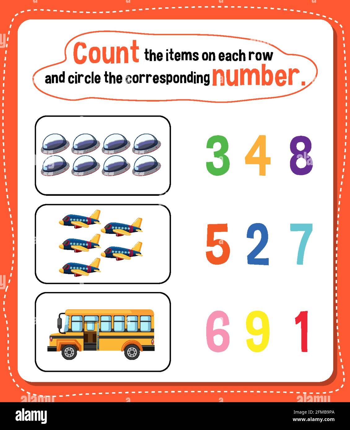 Math count number worksheet illustration Stock Vector Image & Art - Alamy