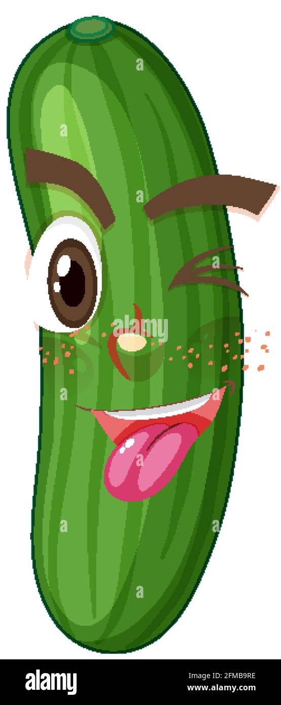 Cucumber cartoon character with facial expression illustration Stock ...