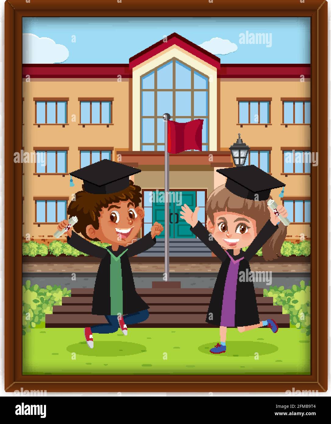 A picture of children in graduation costume illustration Stock Vector ...