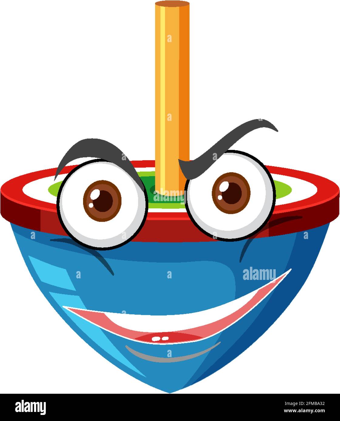 Spinning top cartoon character with facial expression illustration ...
