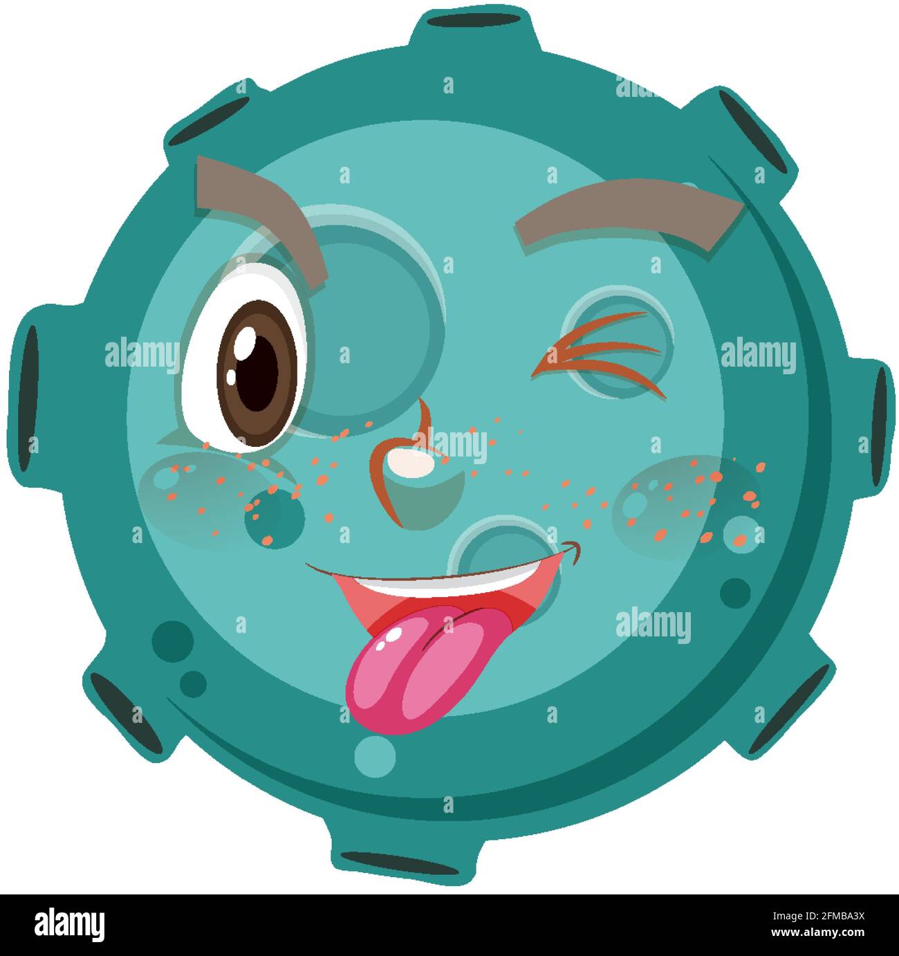 Asteroid cartoon character with funny face expression on white ...