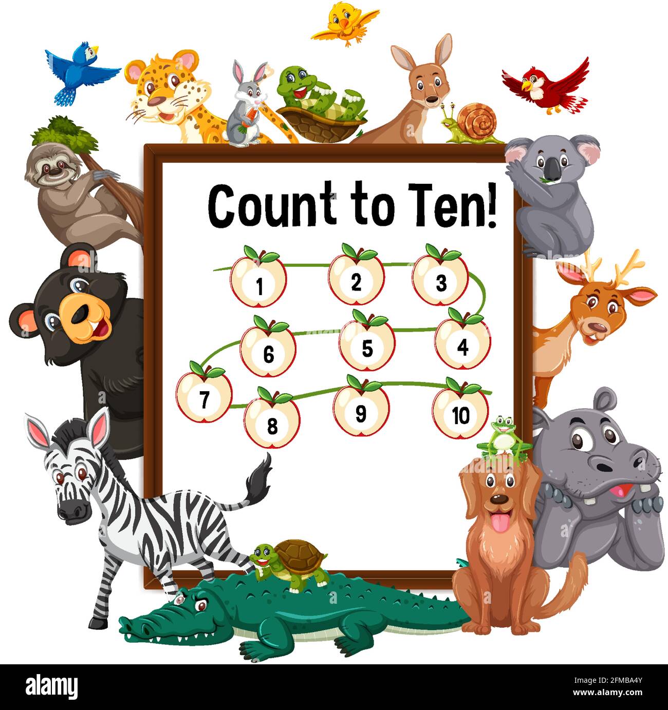 Count to ten board with wild animals illustration Stock Vector Image ...