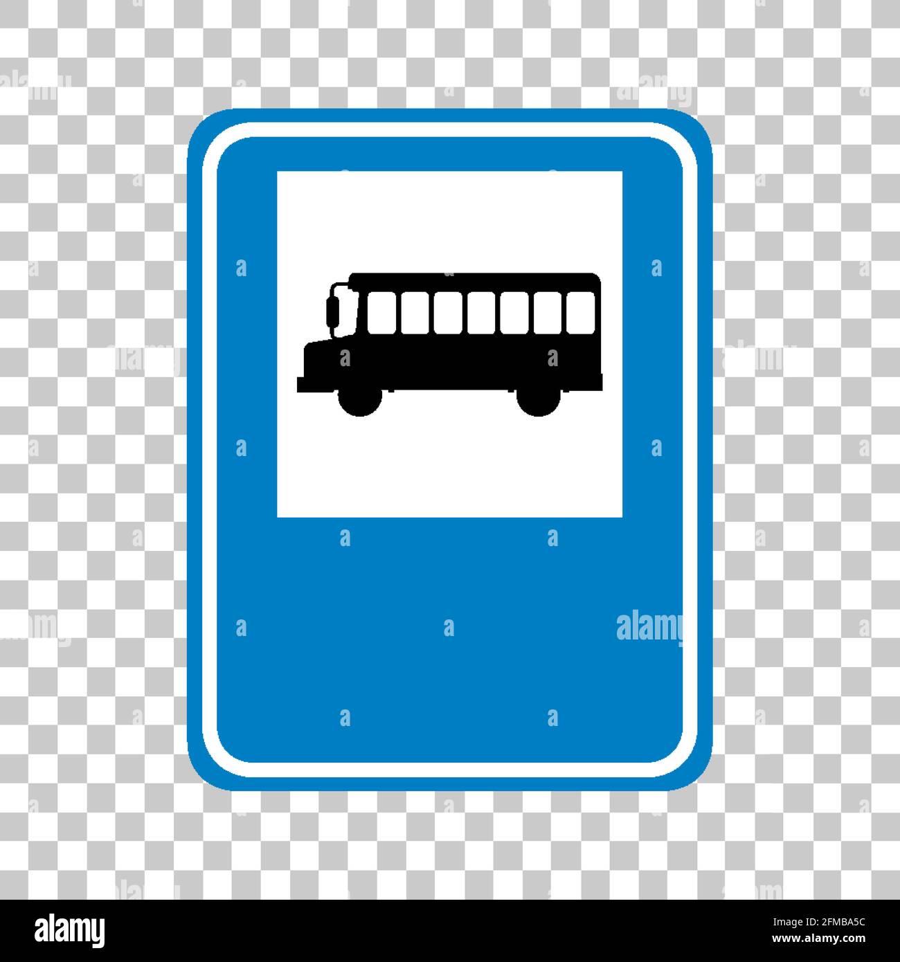 Blue bus stop sign with stand isolated on transparent background ...