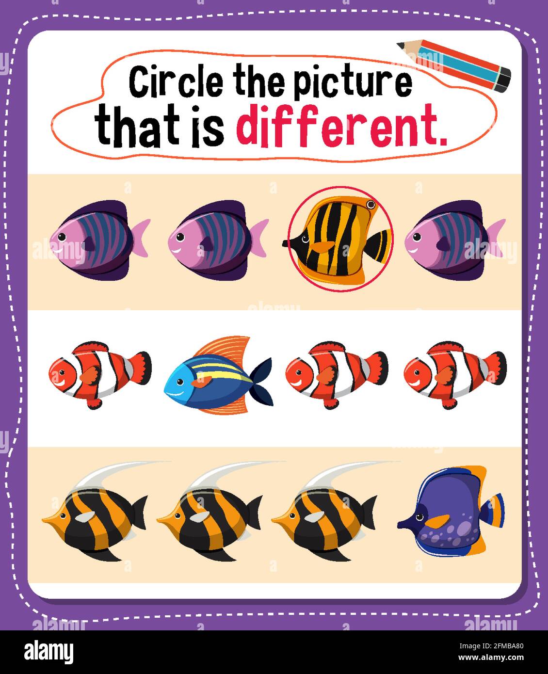 Circle the picture that is different activity for kids illustration ...