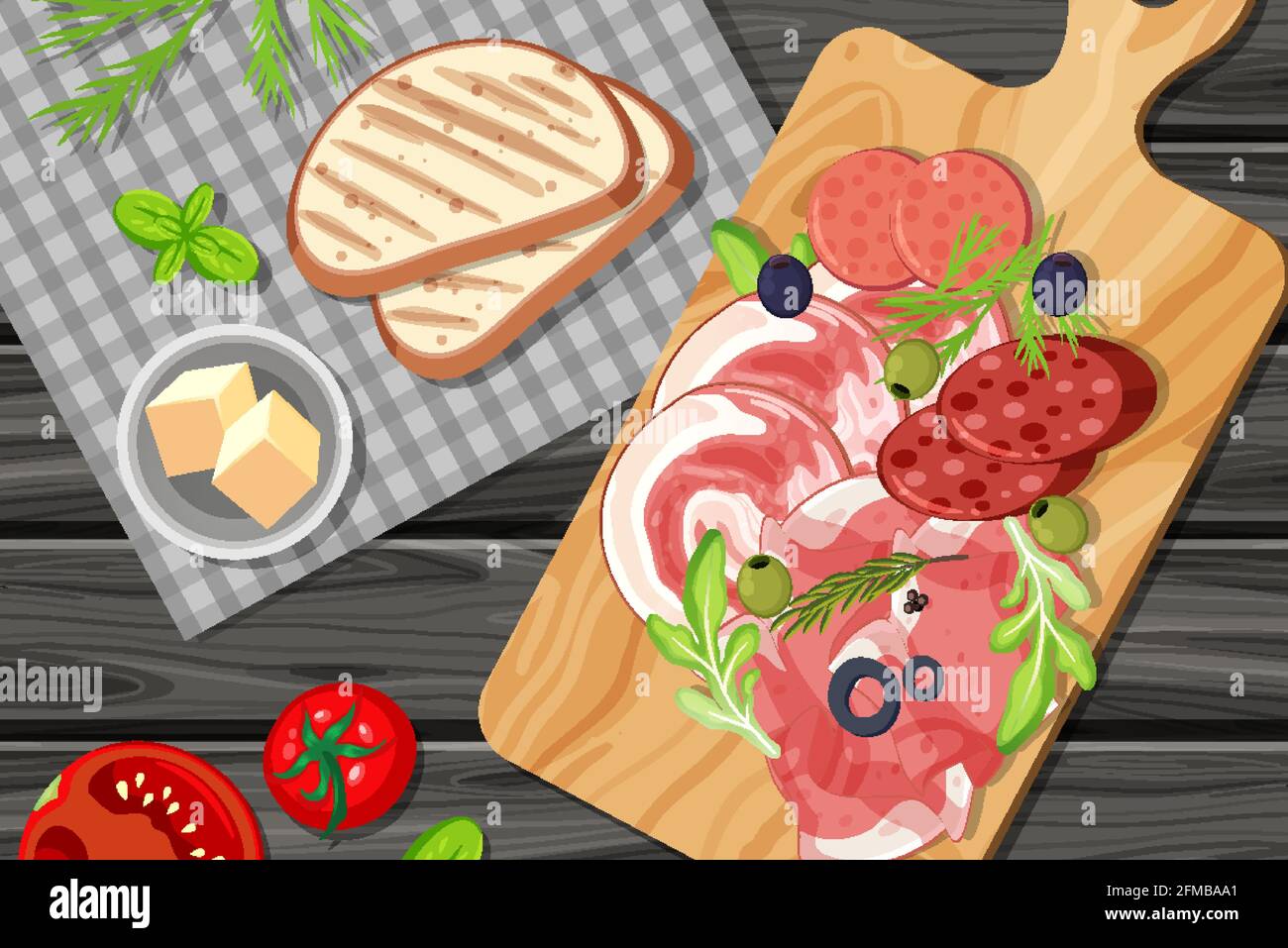 Meat food sliced sausages Stock Vector Images - Alamy