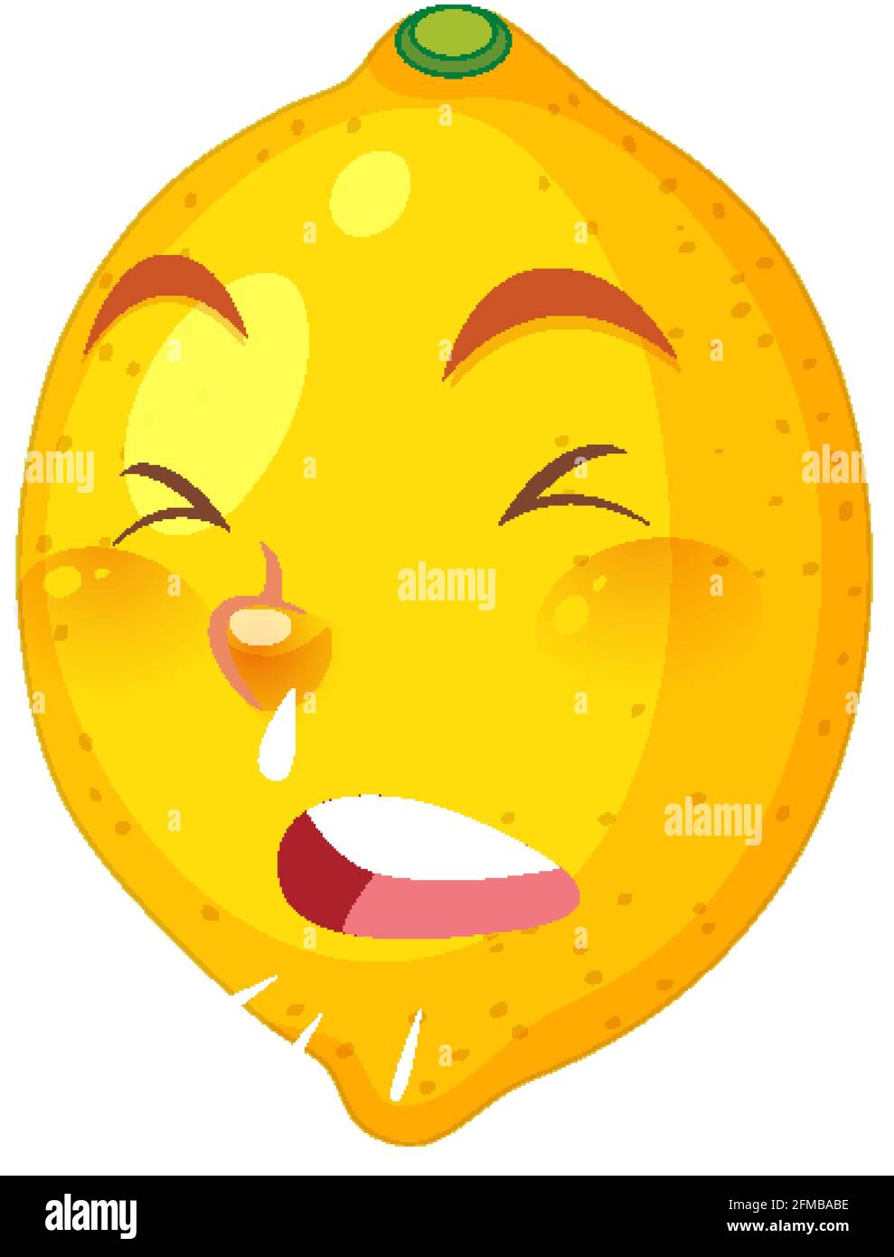 Lemon cartoon character with sneezing face expression on white ...