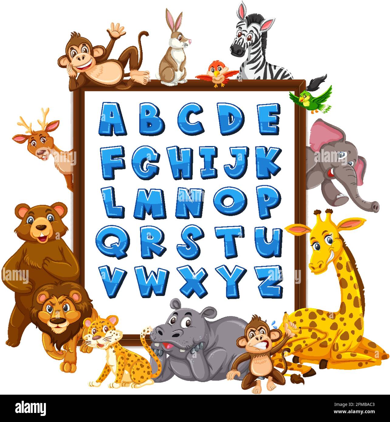 A-Z Alphabet board with wild animals illustration Stock Vector Image ...