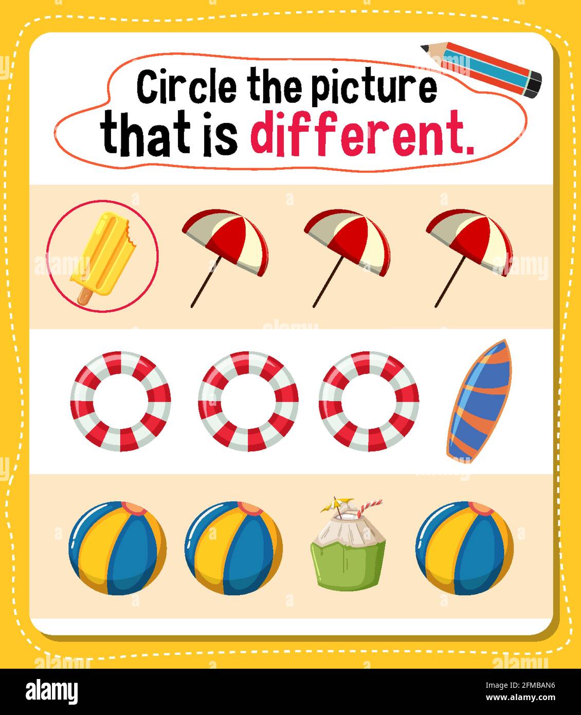 Circle the picture that is different activity for kids illustration ...