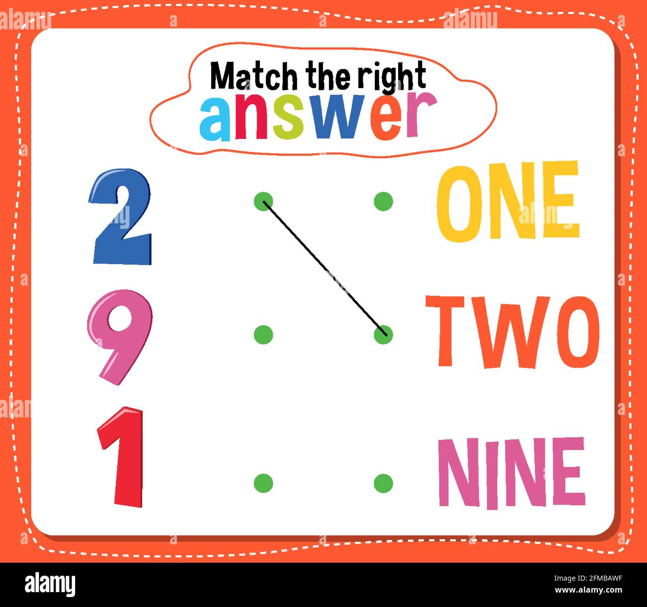 Match the right answer activity for kids illustration Stock Vector ...