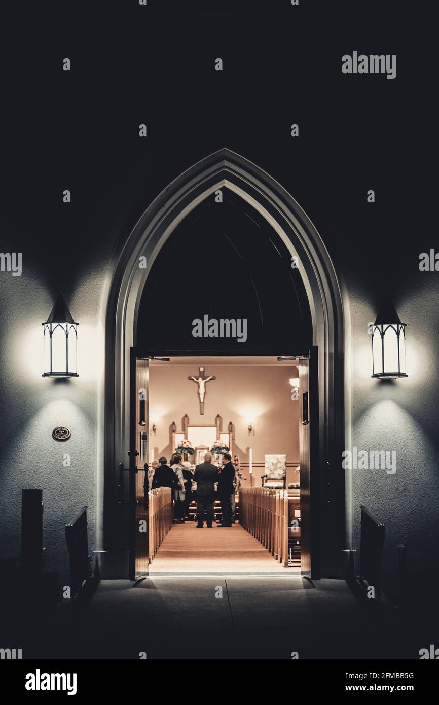 Open door of a church Stock Photo - Alamy