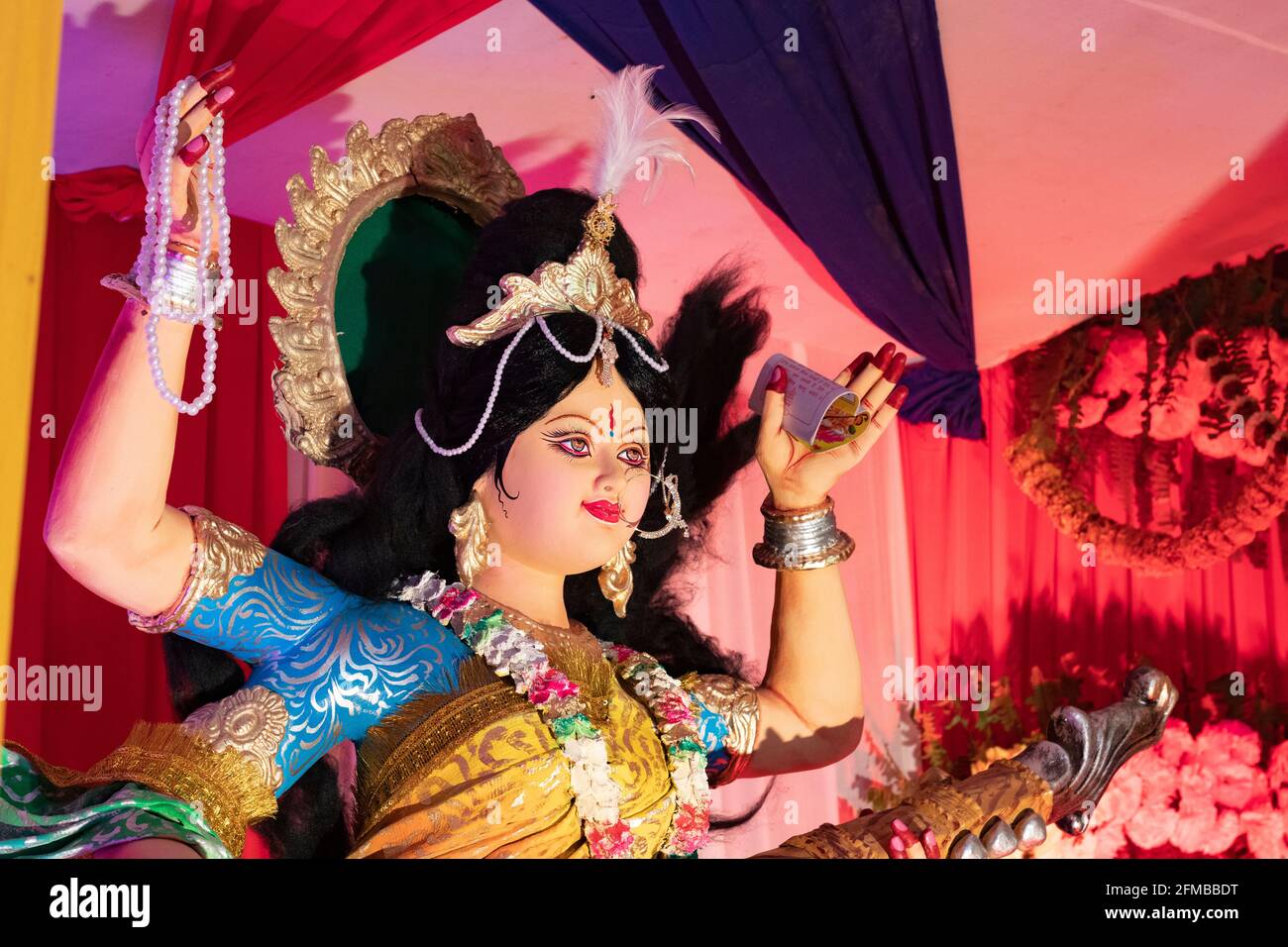 Goddess saraswati blessing wisdom knowledge hi-res stock photography ...