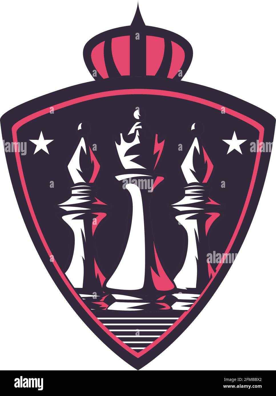 King and bishop chess pieces in shield on white background Stock Vector ...